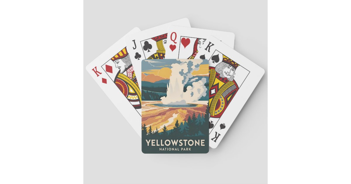 Vintage Travel Yellowstone National Park Scenic Poker Cards | Zazzle