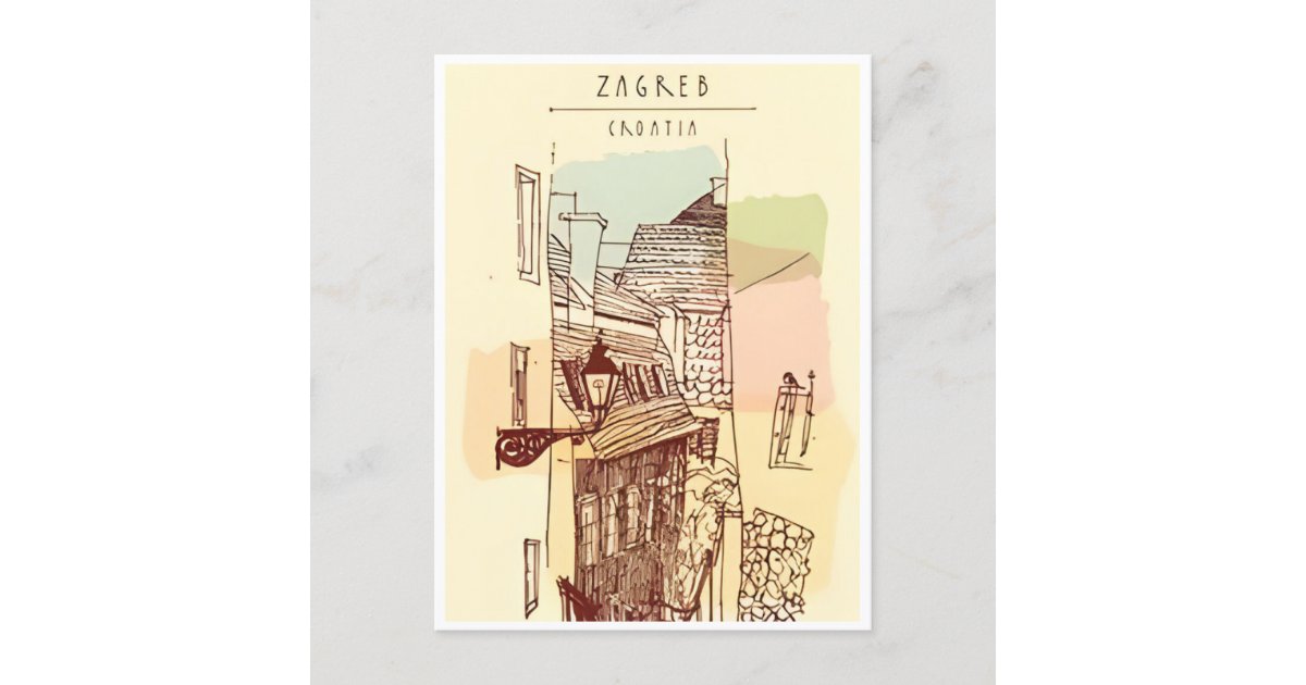 Vintage Travel Zagreb Croatia Cityscape retro Postcard | Zazzle