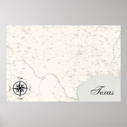 Vintage Treasure Map Poster Texas | Zazzle.com
