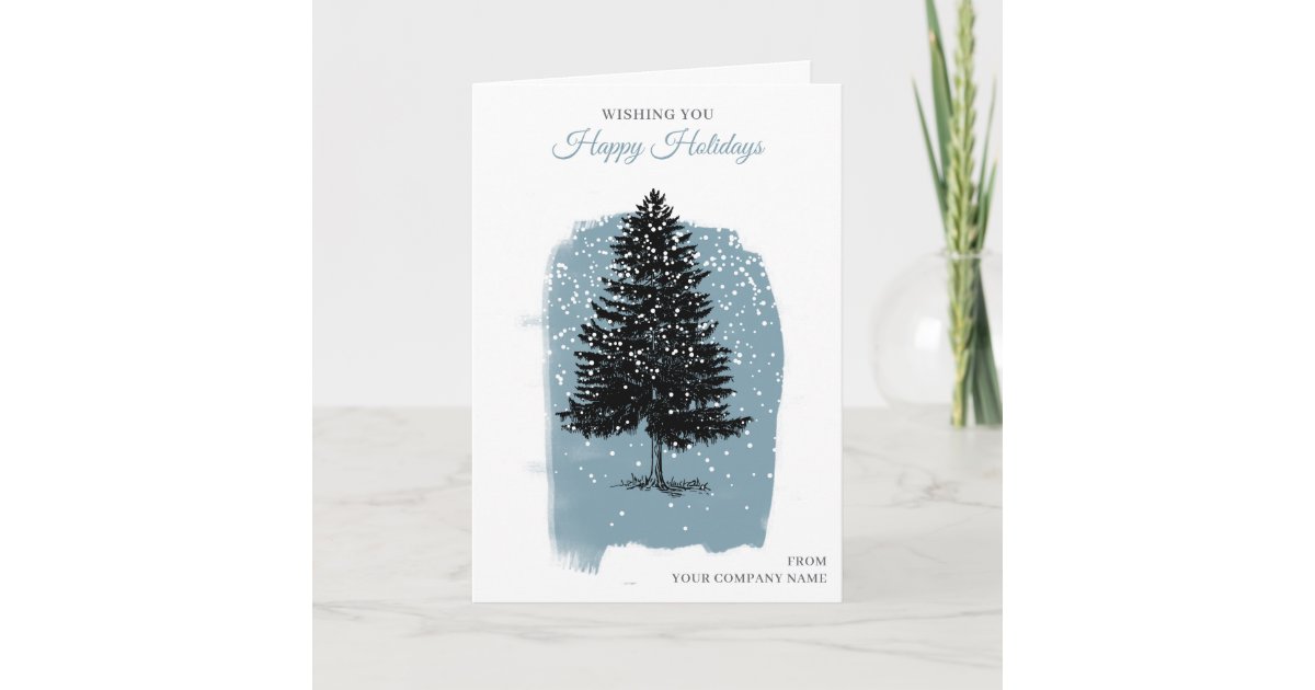Vintage Tree Christmas Clients Customer Employees Holiday Card | Zazzle