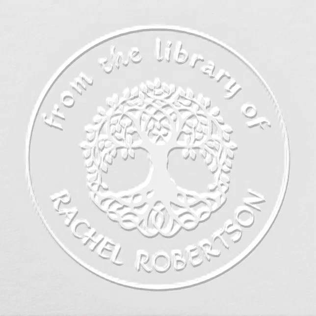 Vintage Tree of Life Botanical Custom Name Book Embosser | Zazzle