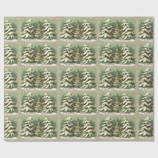 Vintage Trees Christmas Wrapping Paper | Zazzle