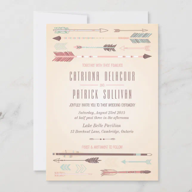Vintage Tribal Arrows Wedding Invitation | Zazzle