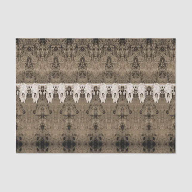 Vintage Tribal Pattern Sepia Bull Cow Skull Tissue Paper | Zazzle