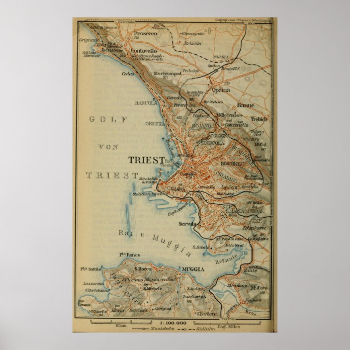 Vintage Trieste Italy Map (1911) Poster | Zazzle.com