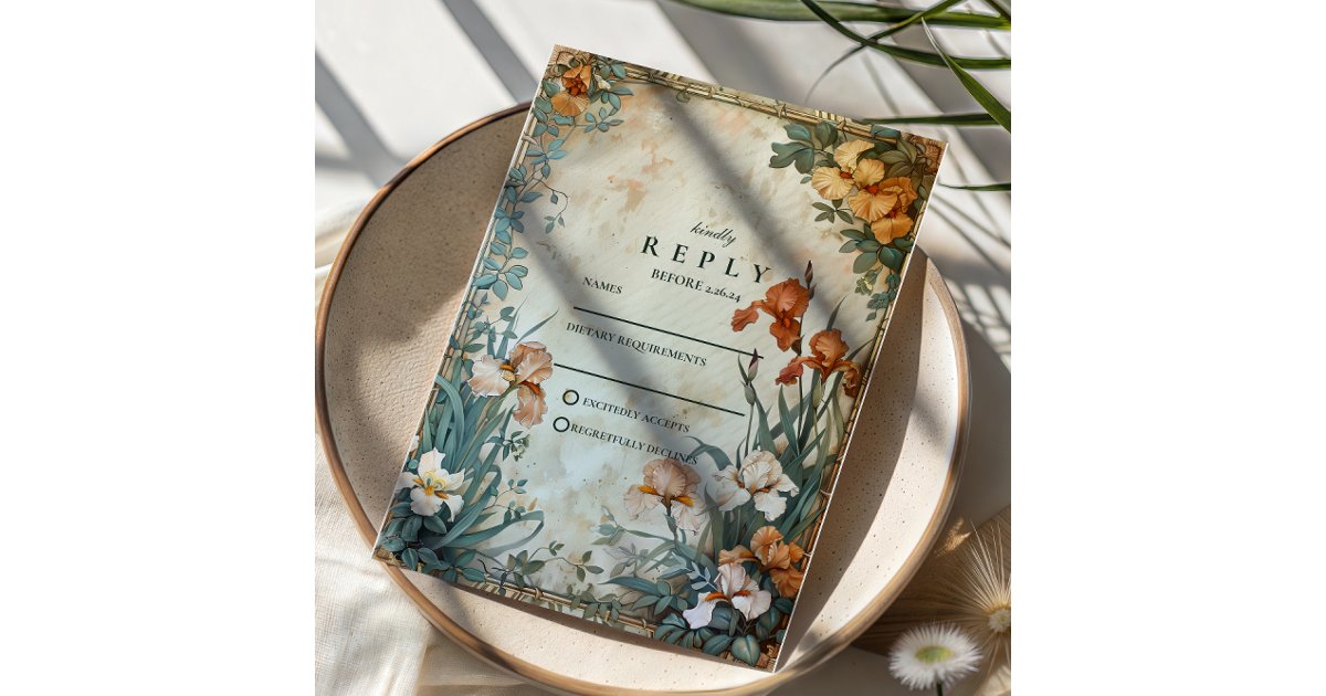 Vintage Tropical Botanical Wedding RSVP Card | Zazzle