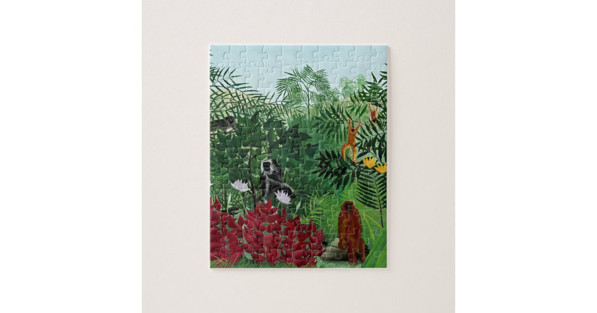 Vintage Tropical Forest Monkeys Illustration Art Jigsaw Puzzle | Zazzle
