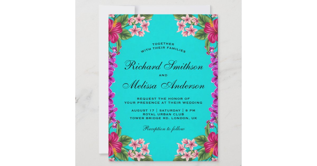 Vintage Tropical Hibiscus Floral Hawaiian Wedding Invitation | Zazzle
