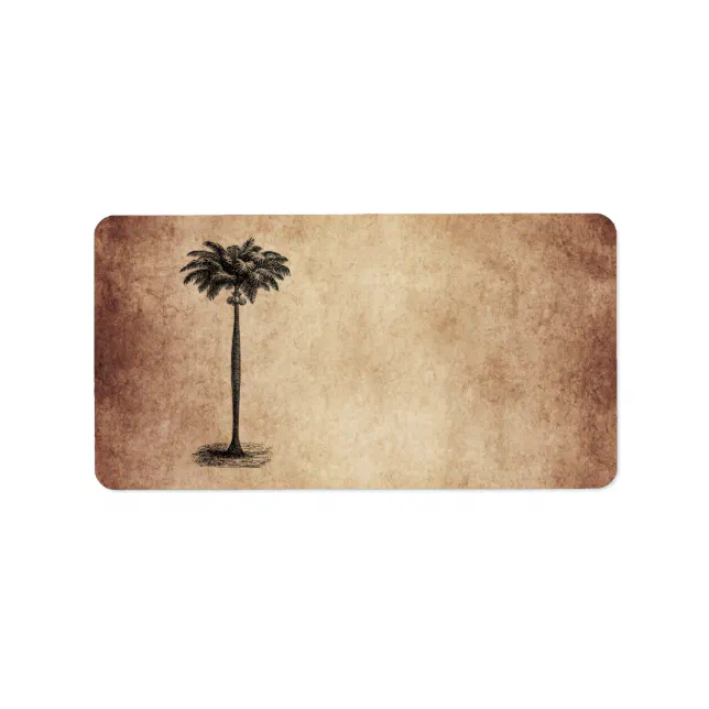 Vintage Tropical Island Palm Tree Template Blank Label | Zazzle