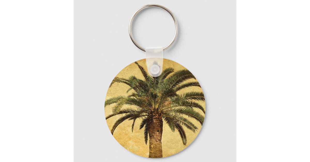 Vintage Tropical Palm Tree Keychain | Zazzle