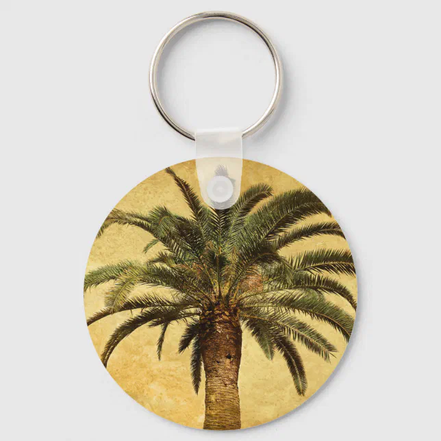 Vintage Tropical Palm Tree Keychain | Zazzle