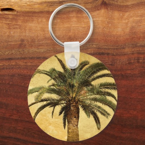 Vintage Tropical Palm Tree Keychain | Zazzle