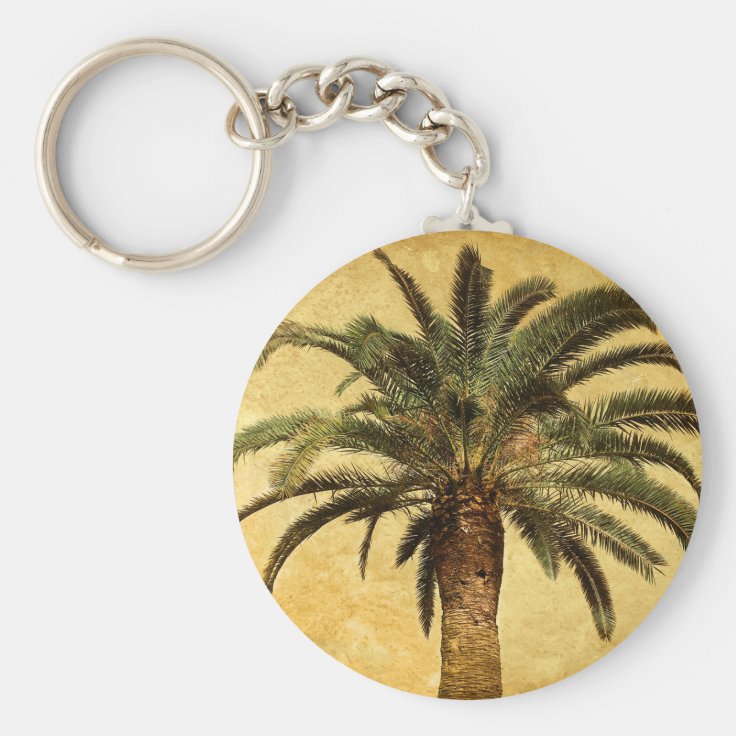 Vintage Tropical Palm Tree Keychain | Zazzle