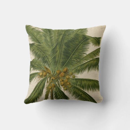 Vintage tropical palm tree throw pillow | Zazzle