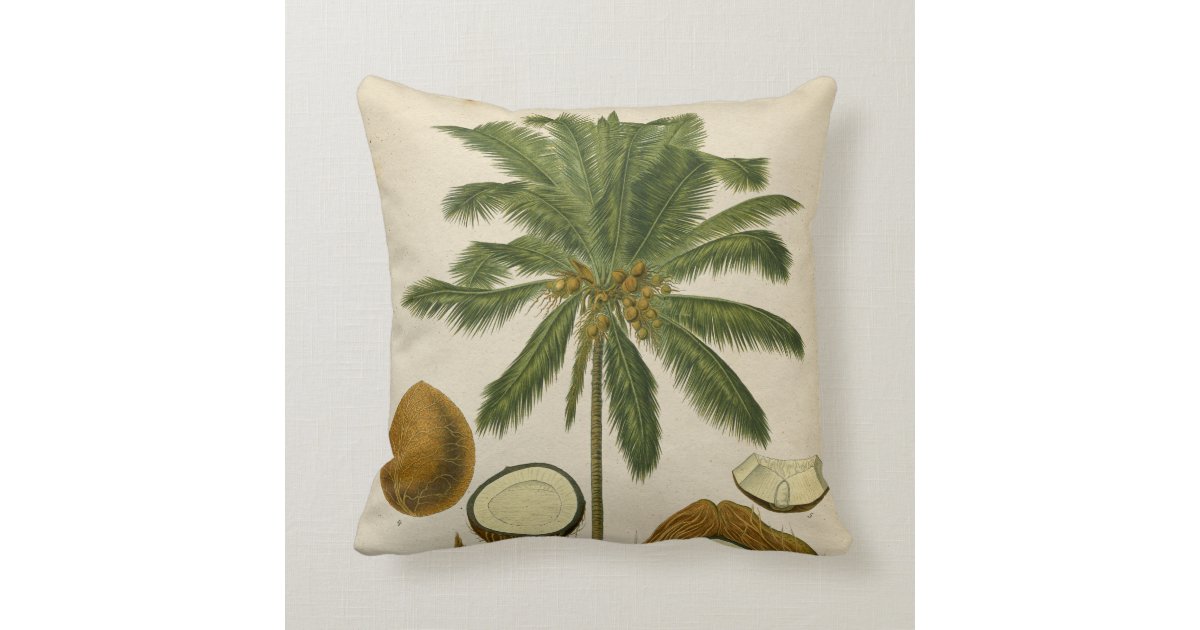 Vintage tropical palm tree throw pillow | Zazzle.com