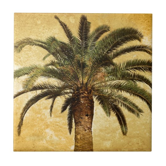 Vintage Tropical Palm Tree Tile | Zazzle.com