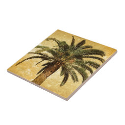 Vintage Tropical Palm Tree Tile | Zazzle