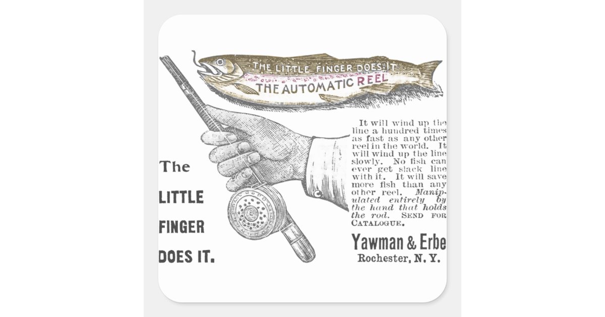 Vintage Trout Fishing Ad Circa 1890's Square Stick Square Sticker | Zazzle