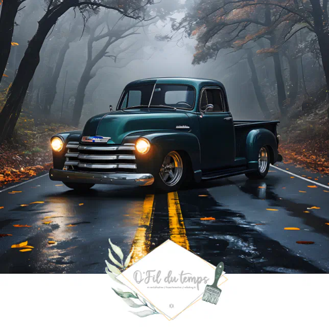 Vintage Truck Autumn Highway Découpage Paper | Zazzle