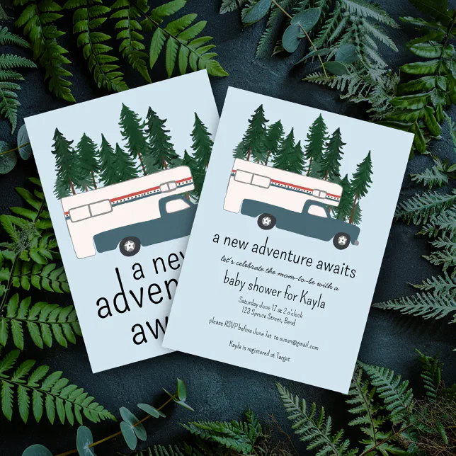 Vintage Truck Camper RV Motorhome Baby Shower Invitation | Zazzle