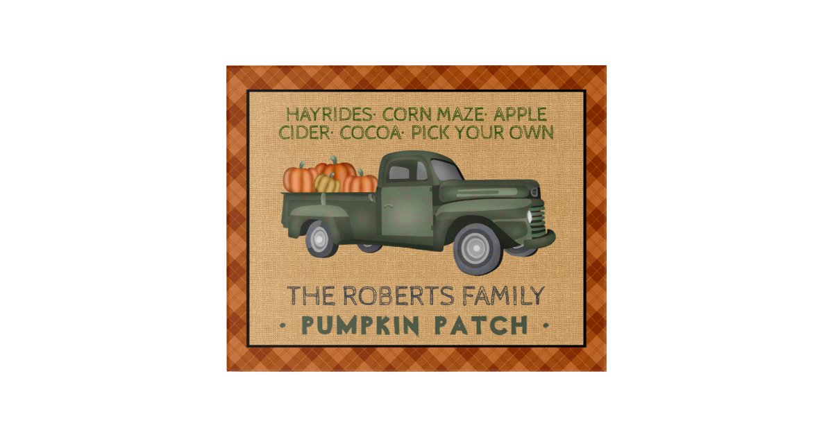 Vintage Truck Pumpkin Patch Farm Rustic Fall Plaid Acrylic Print | Zazzle