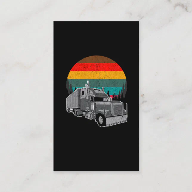 Vintage Truck Trailer Trucker Retro Sunset Business Card | Zazzle