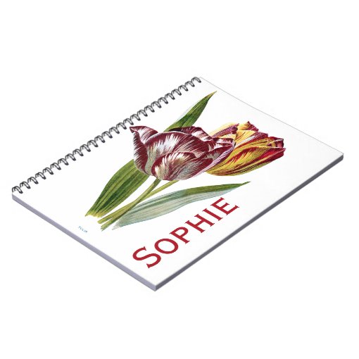 Vintage Tulip Flowers Personnalised Notebook | Zazzle