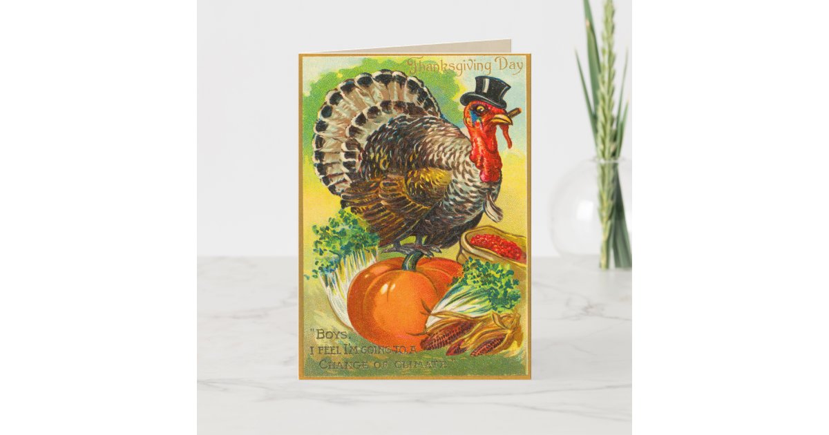 Vintage Turkey Thanksgiving Card | Zazzle