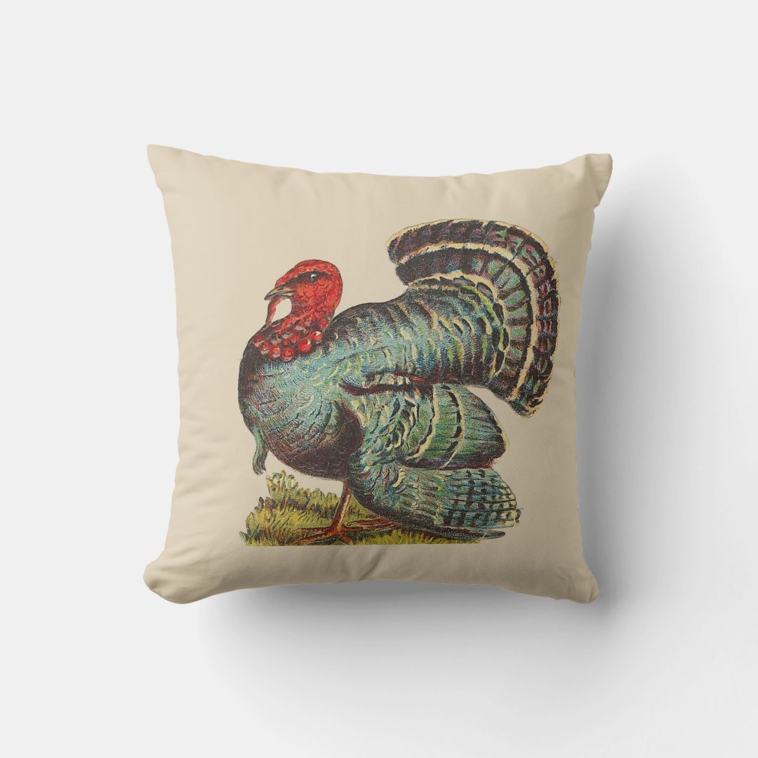 Vintage Turkey Throw Pillow | Zazzle