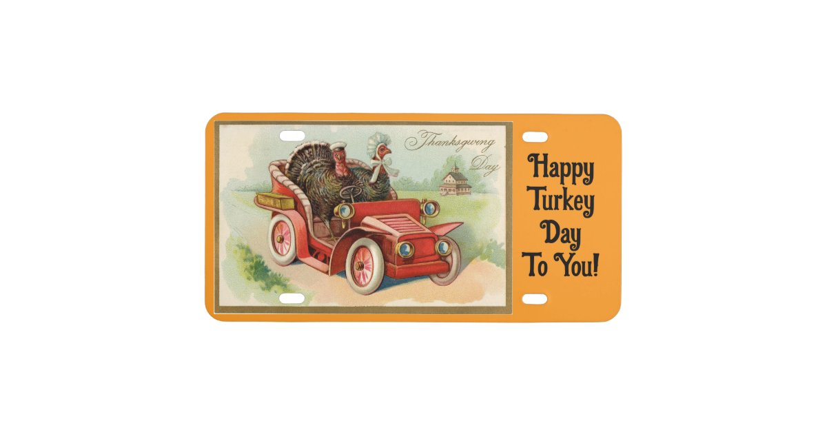 Vintage Turkeys In Car License Plate | Zazzle