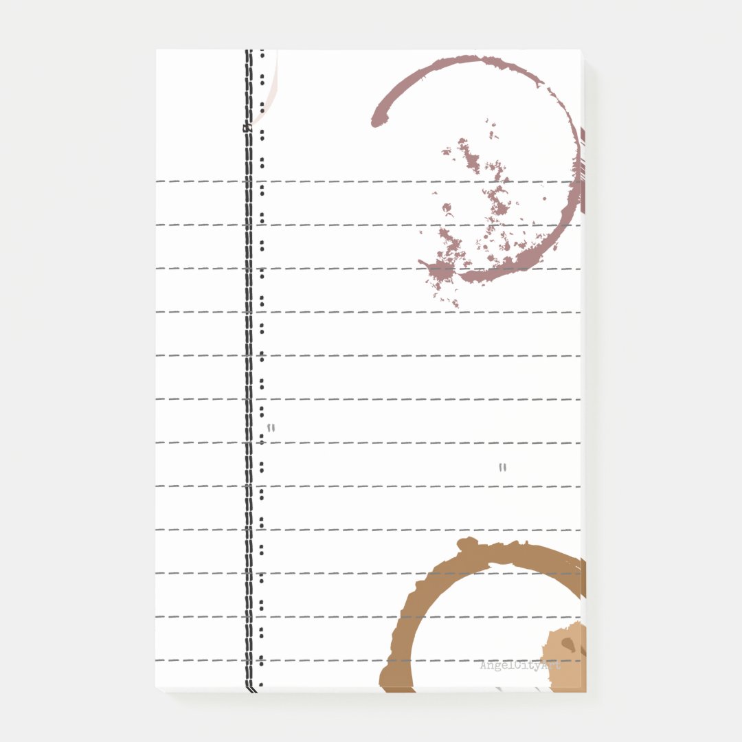 Vintage Typeart Coffee Stain Lined Sticky Notes | Zazzle