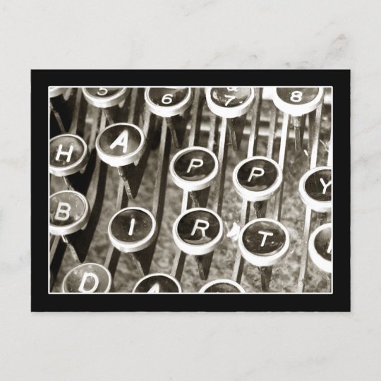 Vintage Typewriter Birthday Greeting Postcard | Zazzle.com