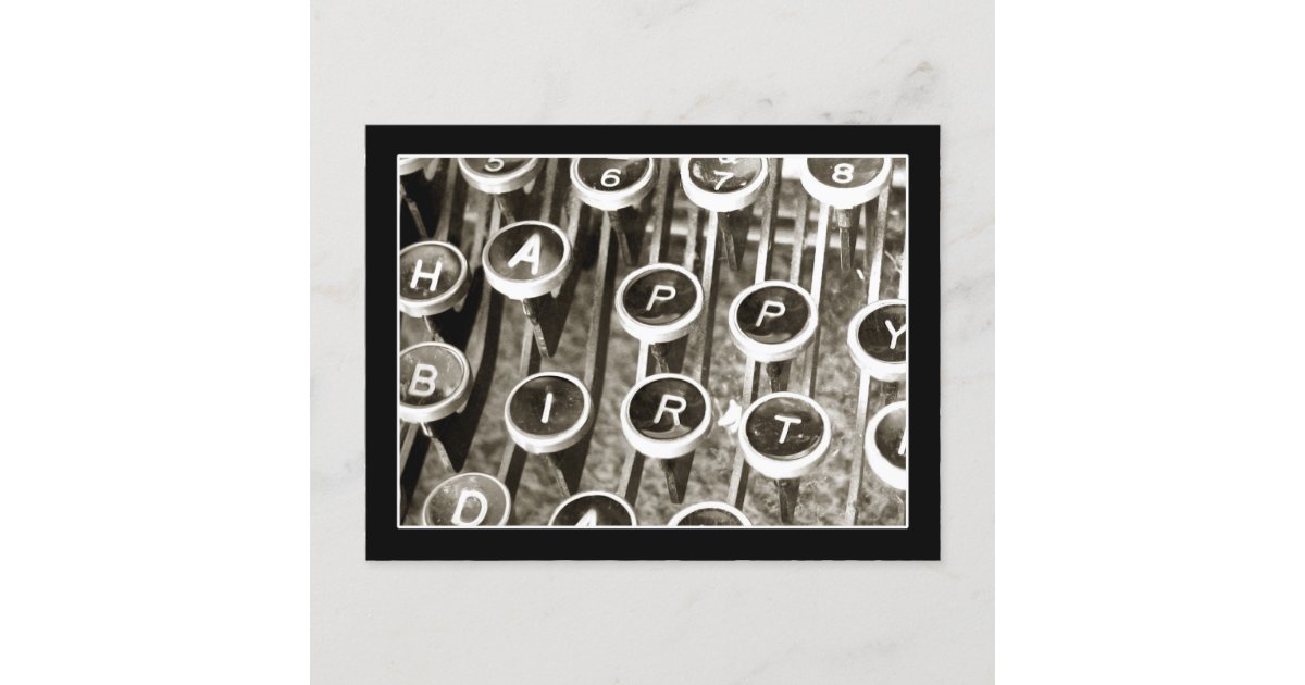 Vintage Typewriter Birthday Greeting Postcard | Zazzle
