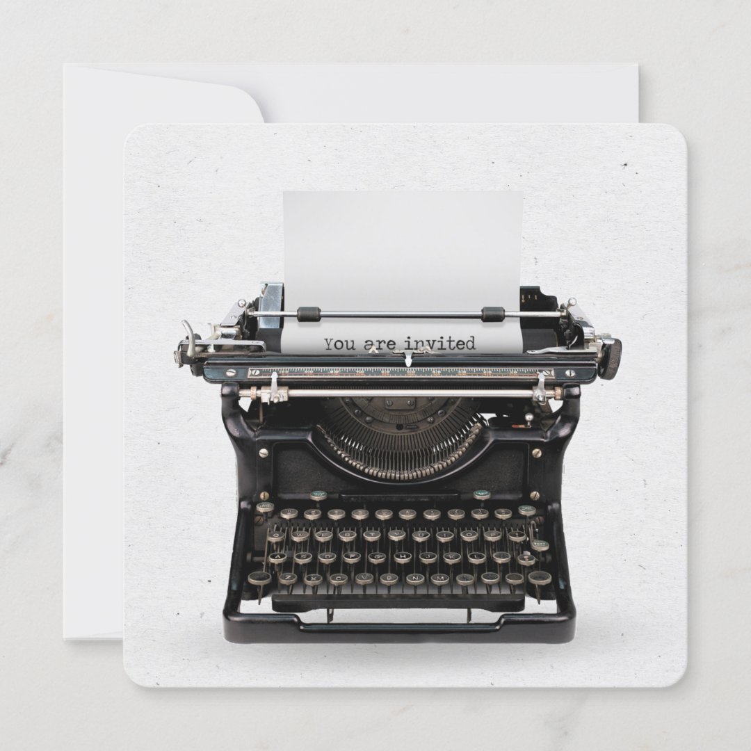 Vintage typewriter birthday party invite | Zazzle