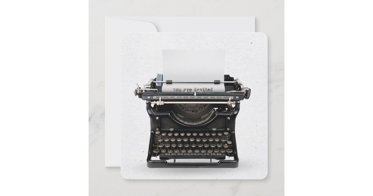 Vintage typewriter birthday party invite | Zazzle