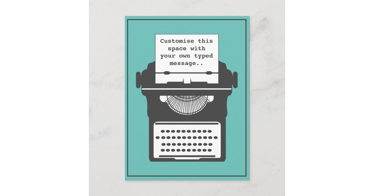 Vintage Typewriter Custom Message Teal Postcard | Zazzle