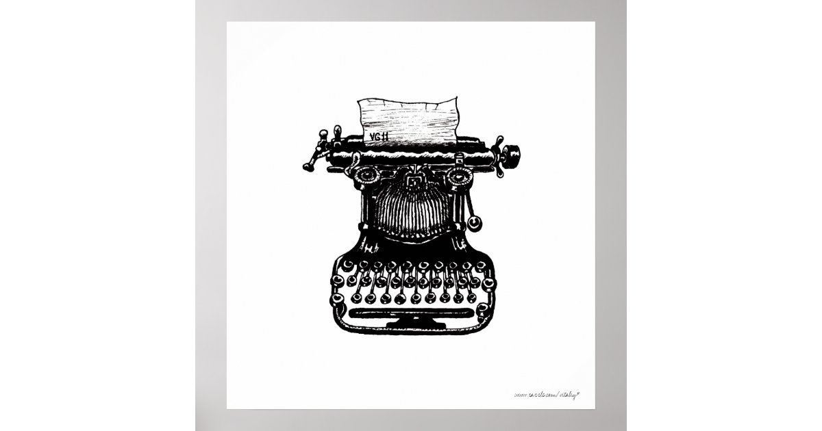 Vintage typewriter graphic art poster | Zazzle