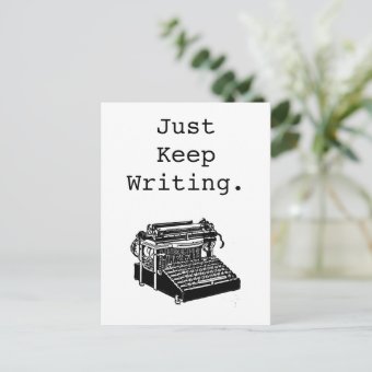 Vintage Typewriter Just Keep Writing Postcard | Zazzle