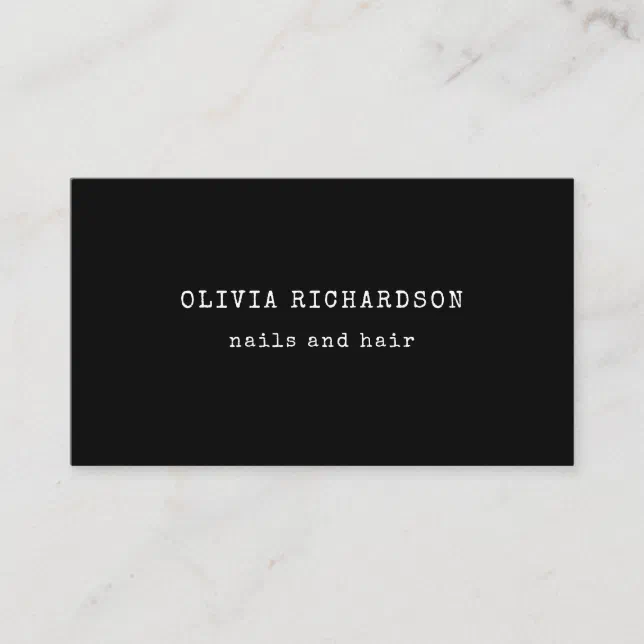 Vintage Typewriter Text | Black Business Card | Zazzle