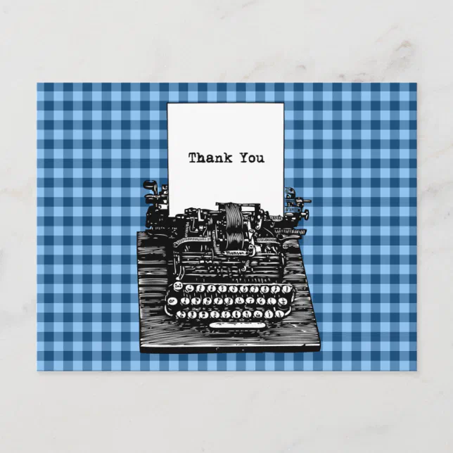 Vintage Typewriter Thank You Postcard | Zazzle