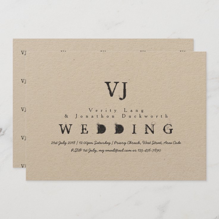 Vintage Typewriter Wedding Invite Kraft Ink Grunge | Zazzle