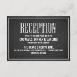 VINTAGE TYPOGRAPHY CHALKBOARD RECEPTION CARD | Zazzle