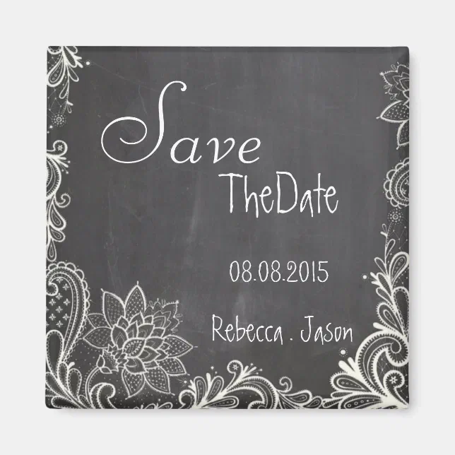 vintage typography Chalkboard save the date Magnet | Zazzle