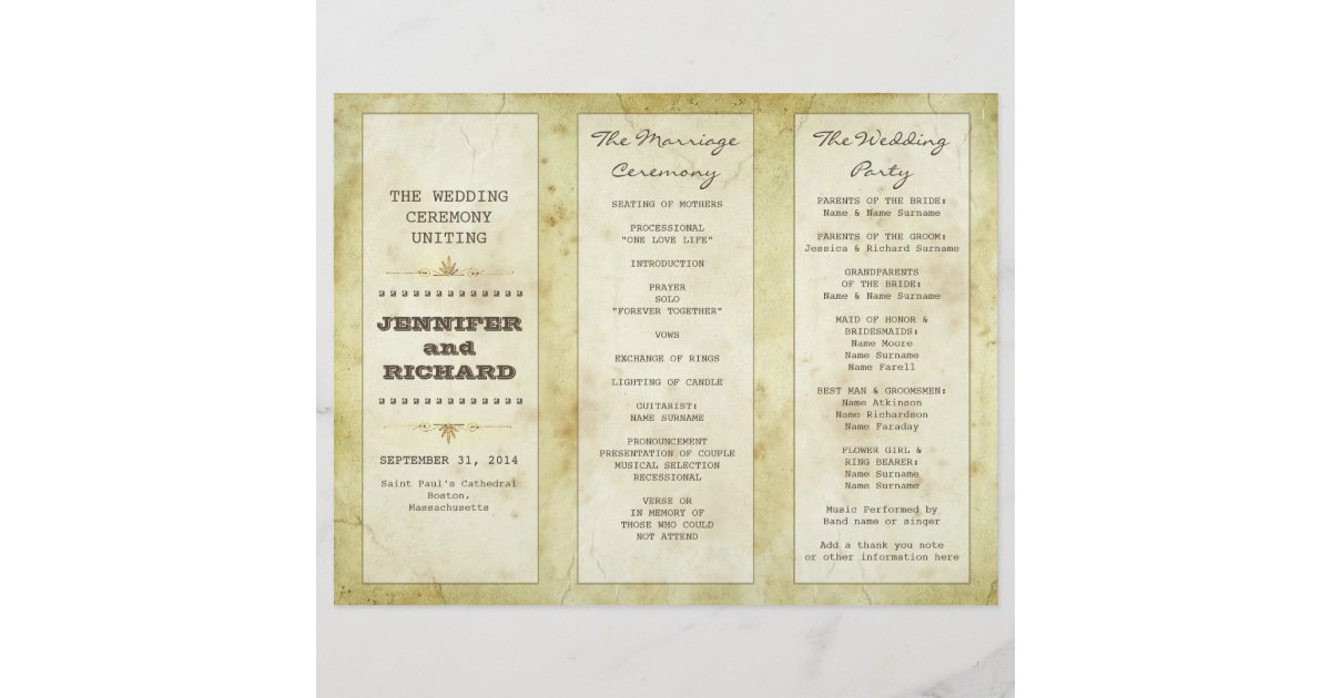vintage typography wedding programs | Zazzle