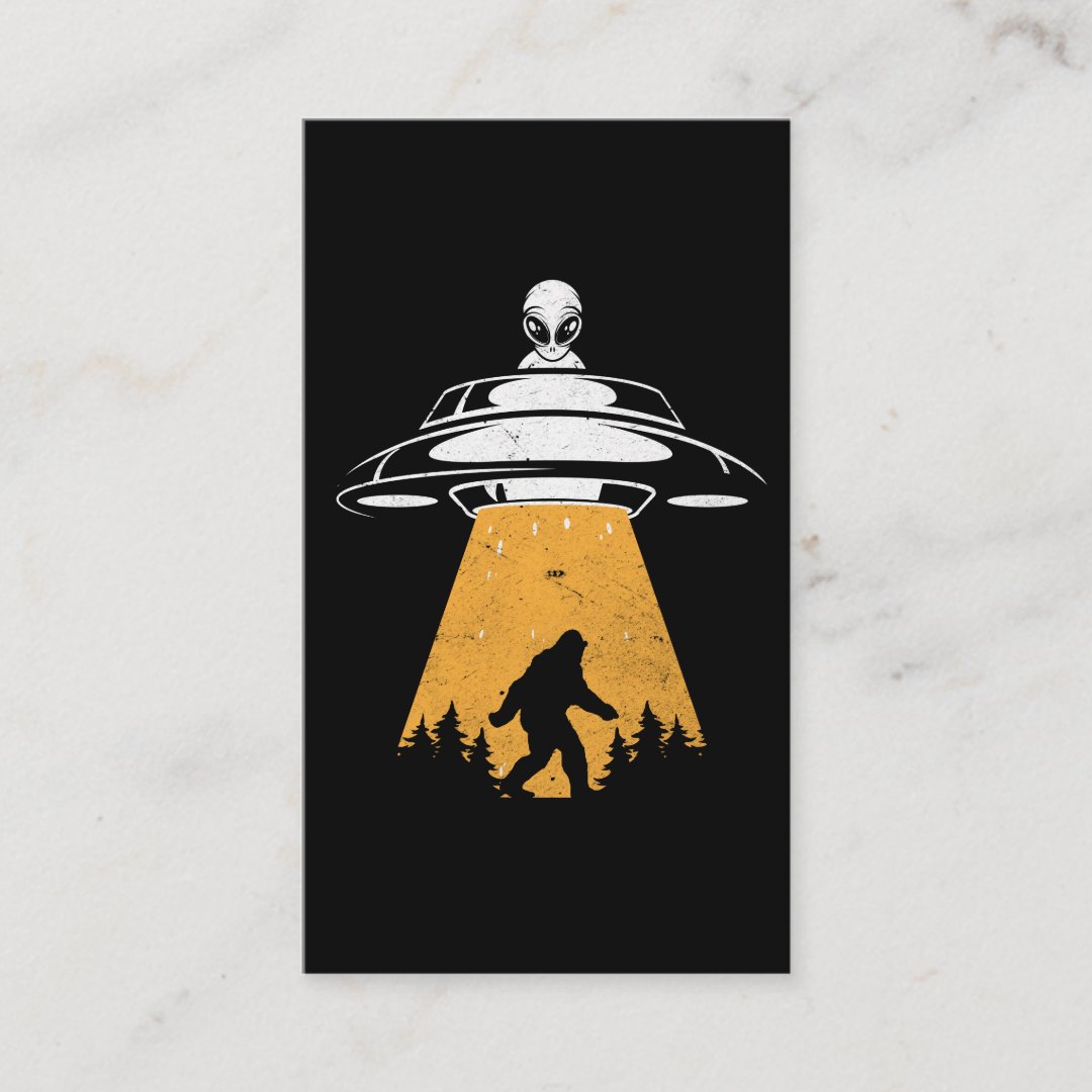 Vintage UFO Alien Abduction Bigfoot Spaceship Business Card | Zazzle
