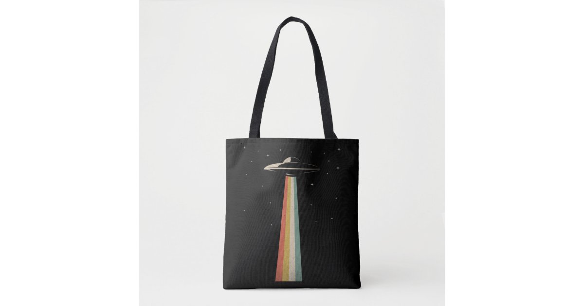 Vintage UFO Alien Abduction Retro Spaceship Tote Bag | Zazzle