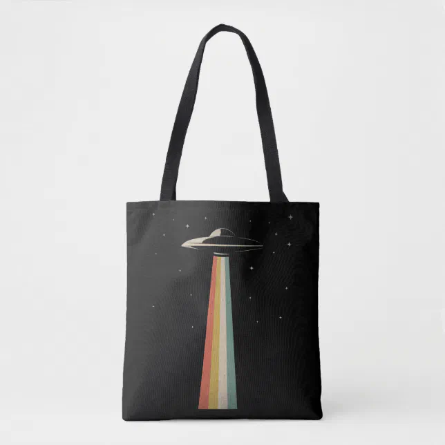 Vintage UFO Alien Abduction Retro Spaceship Tote Bag | Zazzle
