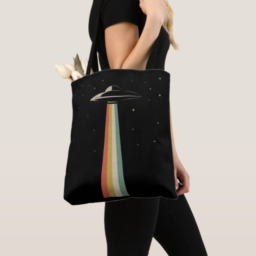 Vintage UFO Alien Abduction Retro Spaceship Tote Bag | Zazzle