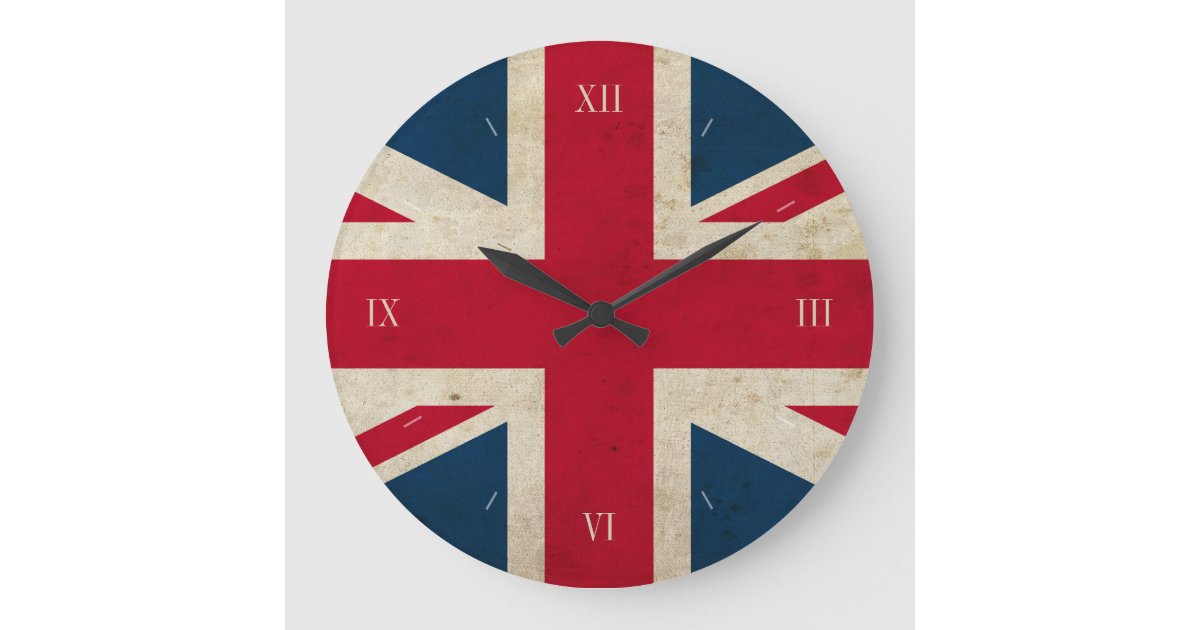Vintage UK Flag Union Jack British Wall Clock | Zazzle