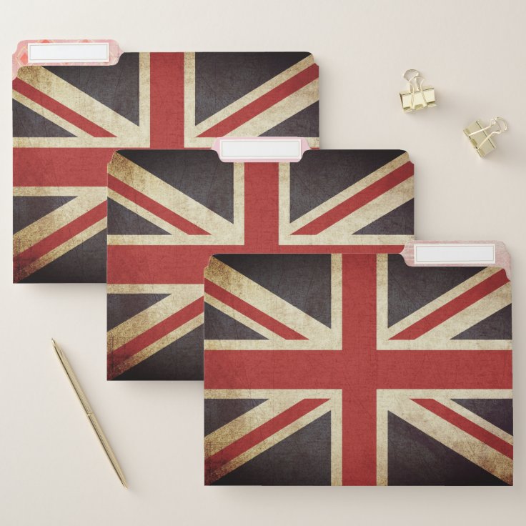 Vintage UK Flag Union Jack Posh File Folder Set | Zazzle